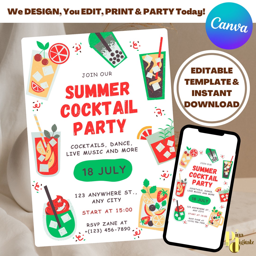 EDITABLE Hello Summer Party Invitation Pool Party Invitation Pool Party ...