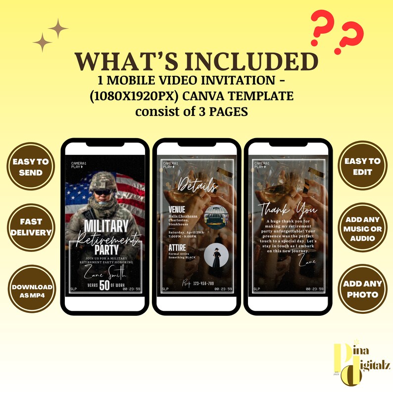 ANIMATED Modern Military Retirement Invitation Military Party ...