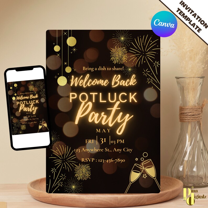 EDITABLE Welcome Back Potluck Party Invitation Welcome Party Potluck ...
