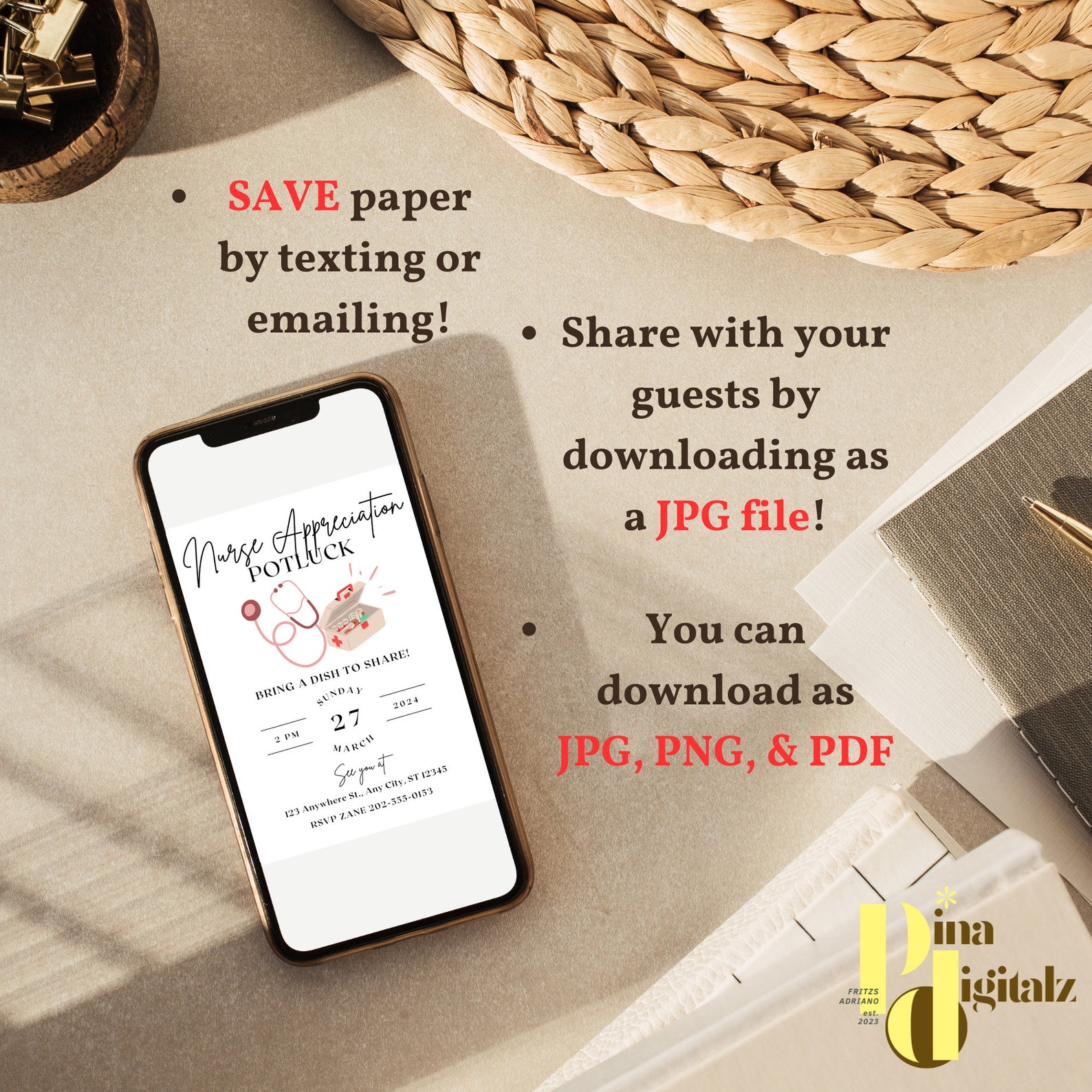 EDITABLE Nurse Appreciation Potluck Invitation Nurse Potluck Invite ...