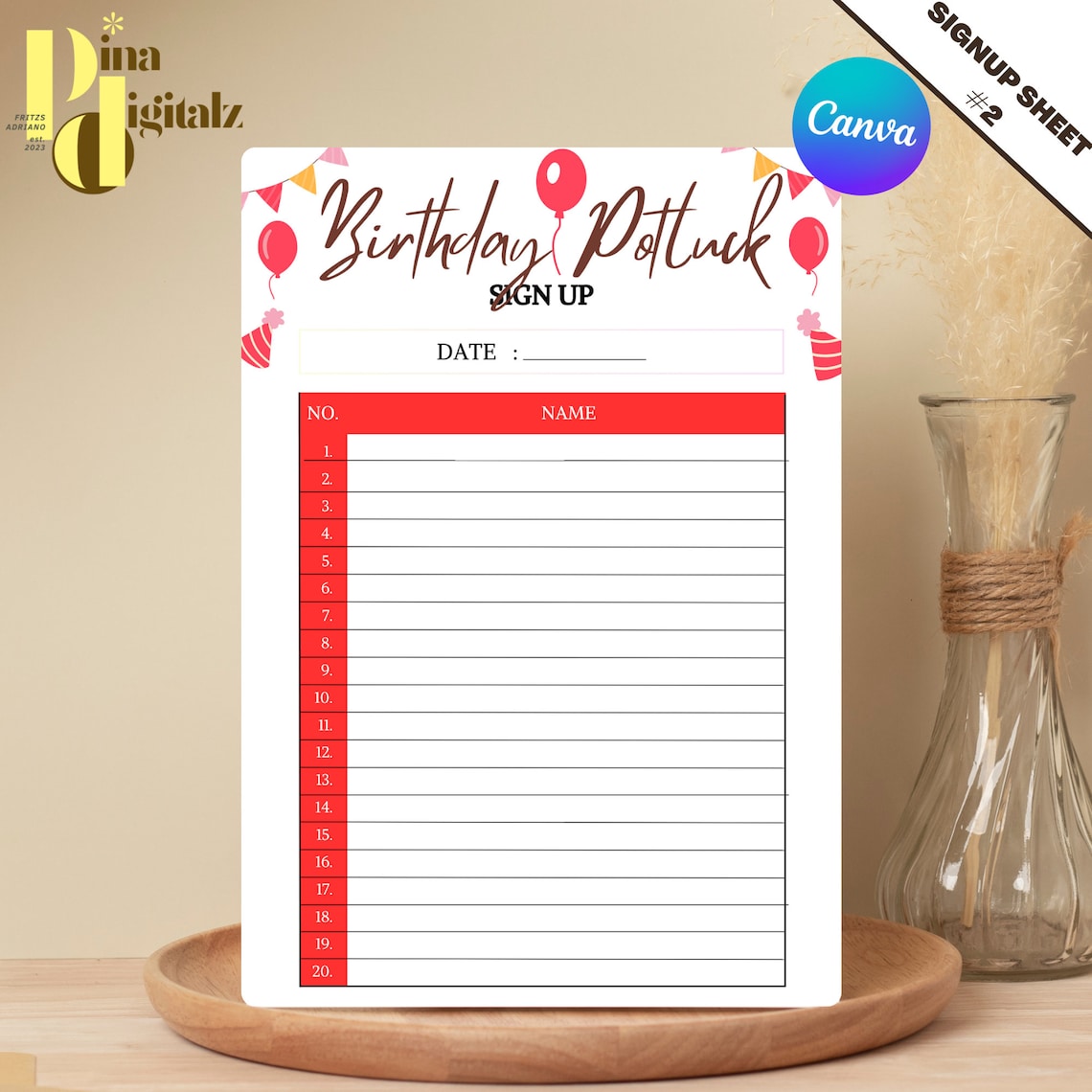 EDITABLE Birthday Potluck Invitation Birthday Potluck Invite Potluck Sign up Sheet Template ...