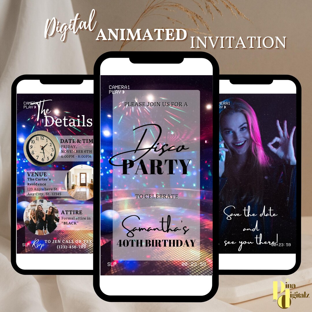 Editable Disco Party Birthday Invitation, Disco Gender Neutral Invites ...