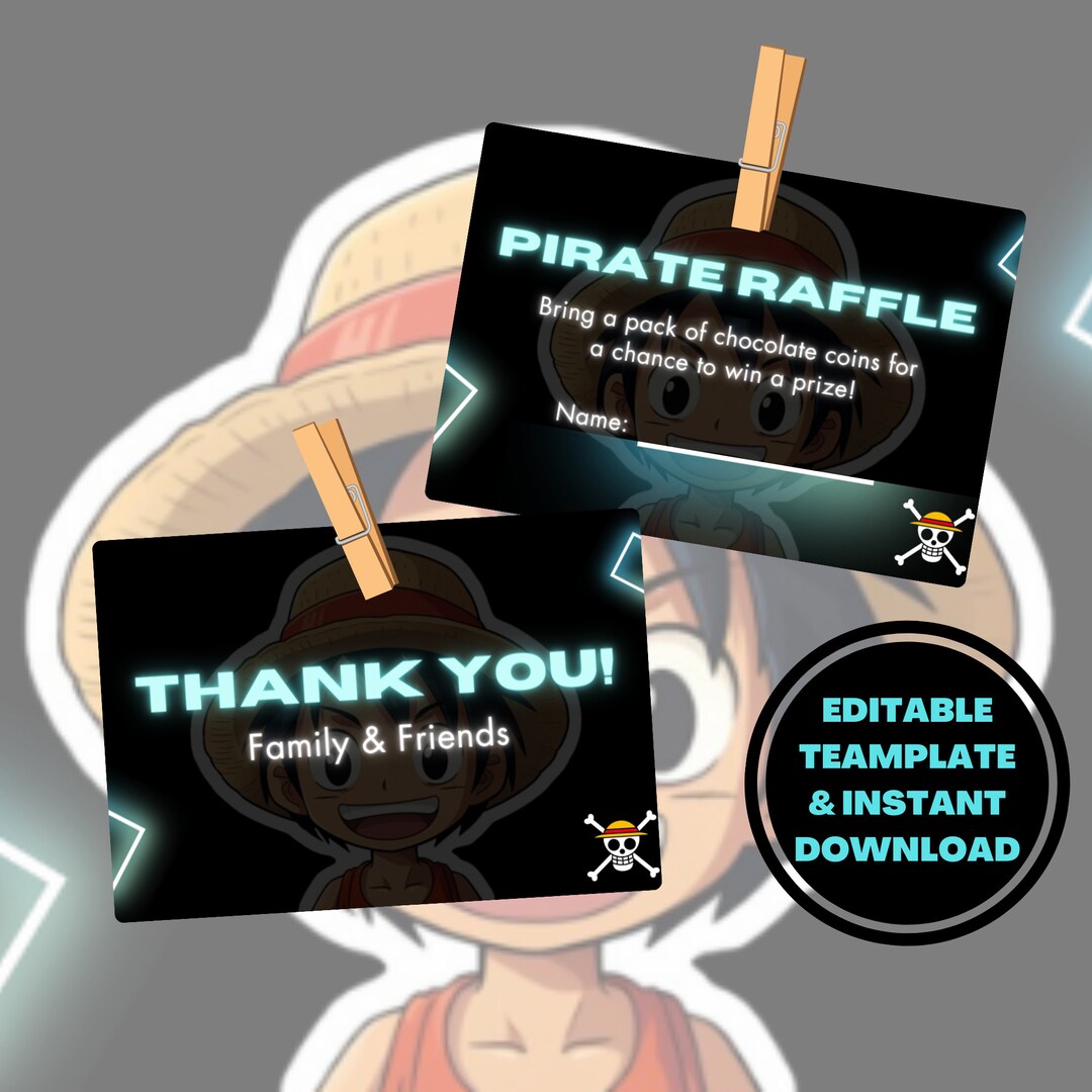 ONE PIECE LUFFY Invite One Piece Invitation for One Piece Birthday ...