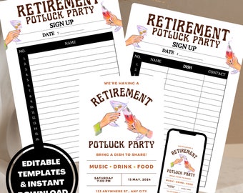 EDITABLE Company Potluck Invitation Company Potluck Invite Potluck Sign ...