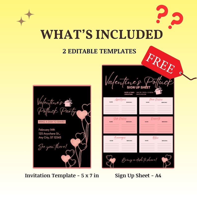 Valentines Day Potluck Invitation for Galentines Day Potluck Invite for ...