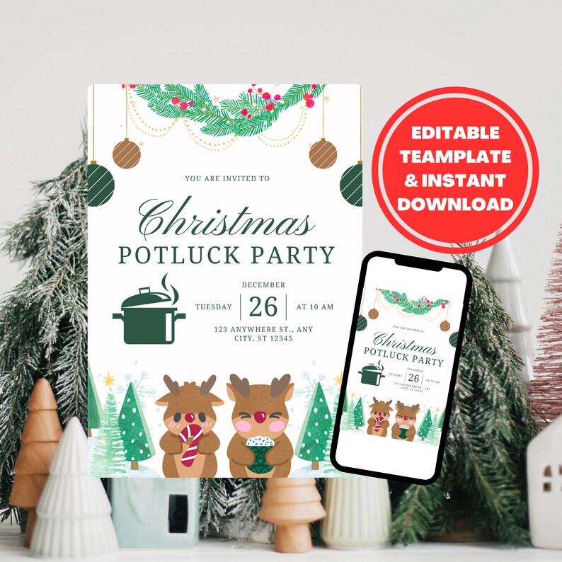 Christmas Potluck I Thanksgiving Potluck Invite I Potluck Invitation I ...