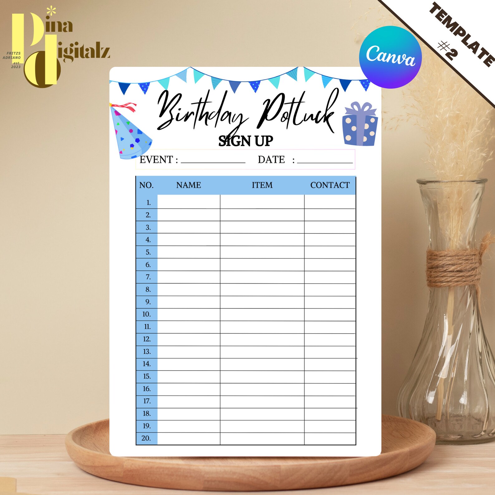 EDITABLE Potluck Sign up Sheet Birthday Potluck Sign up Sheet Template ...