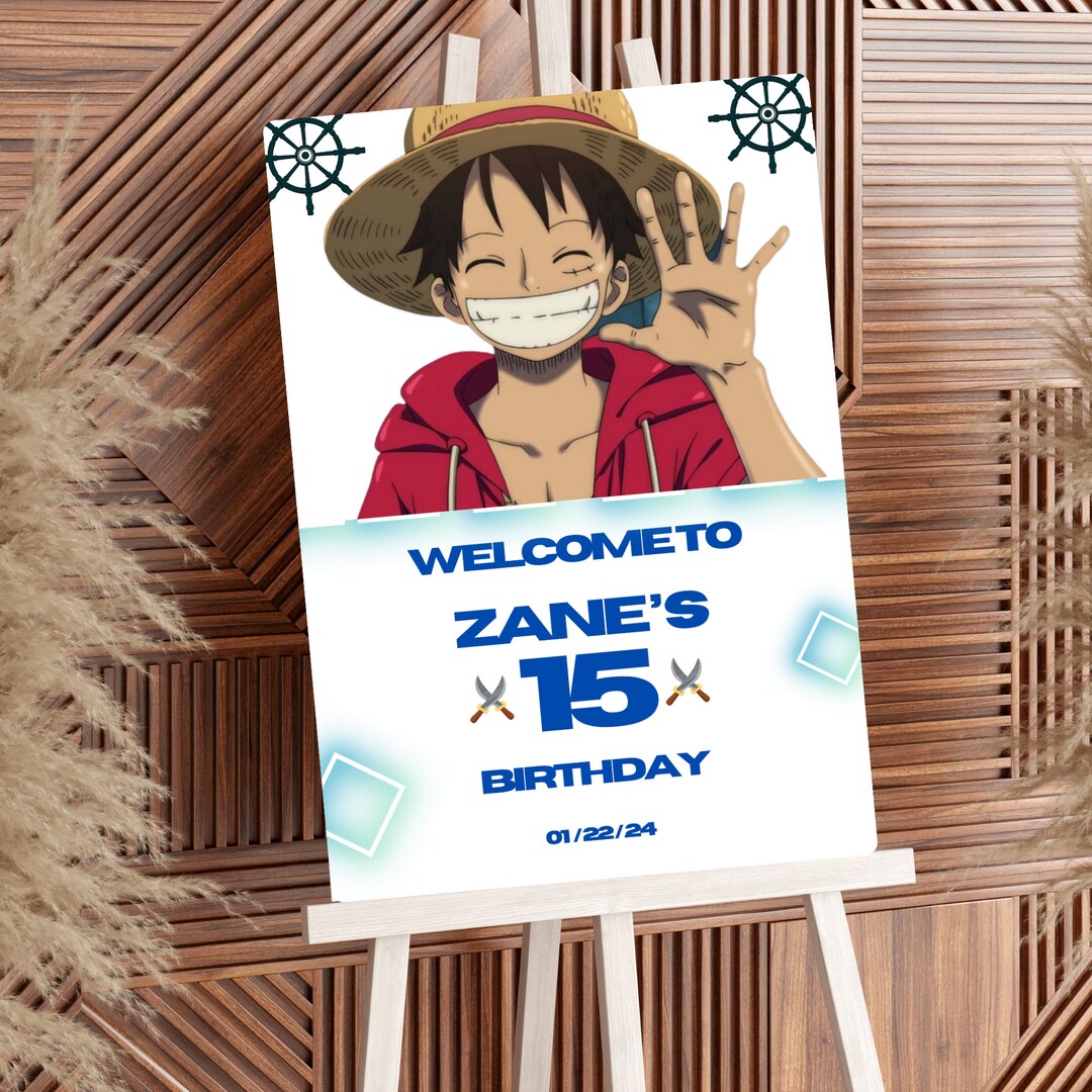One Piece Anime Welcome Sign Template Editable Birthday Poster Luffy ...