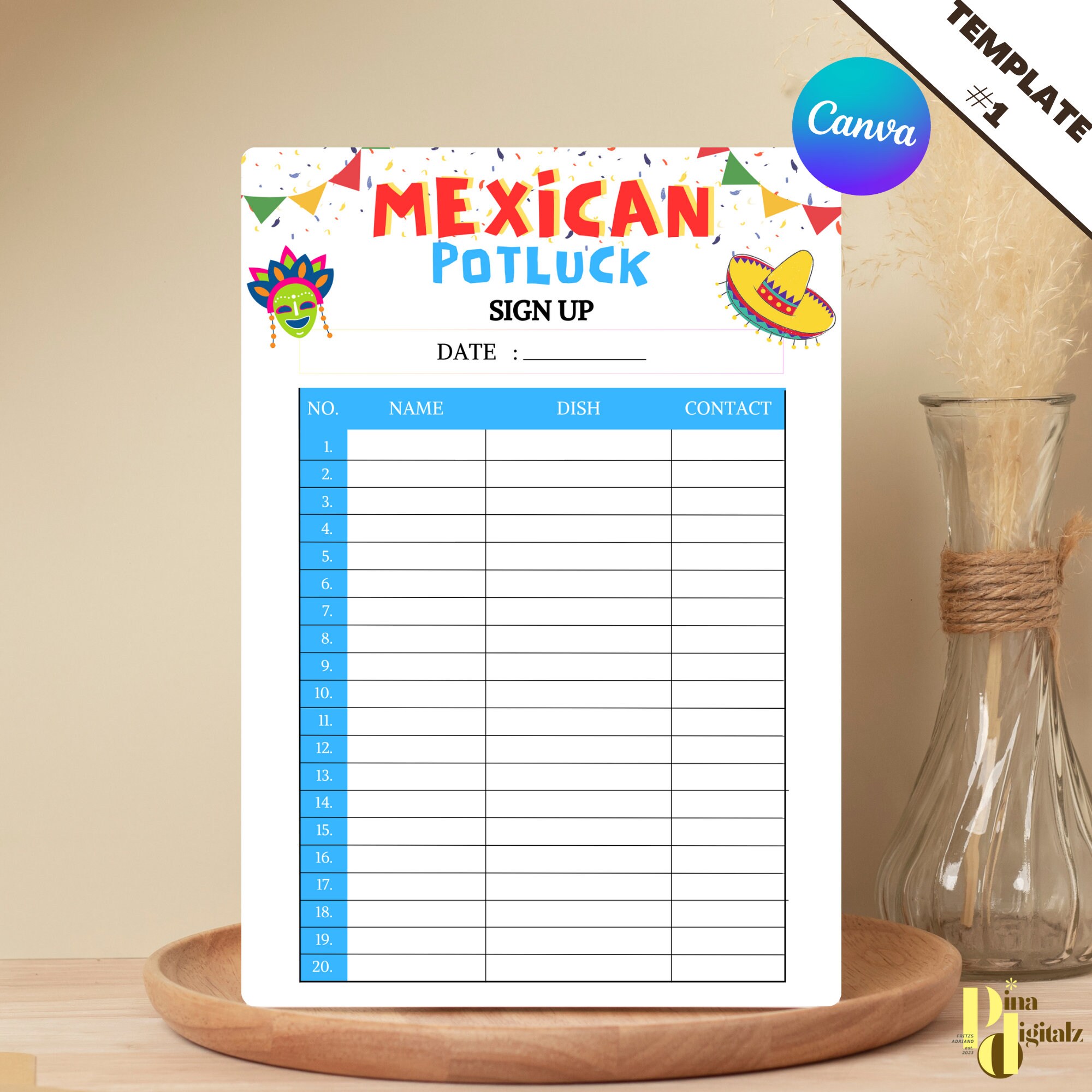 EDITABLE Mexican Potluck Sign up Sheet Cinco De Mayo Potluck Sign up ...
