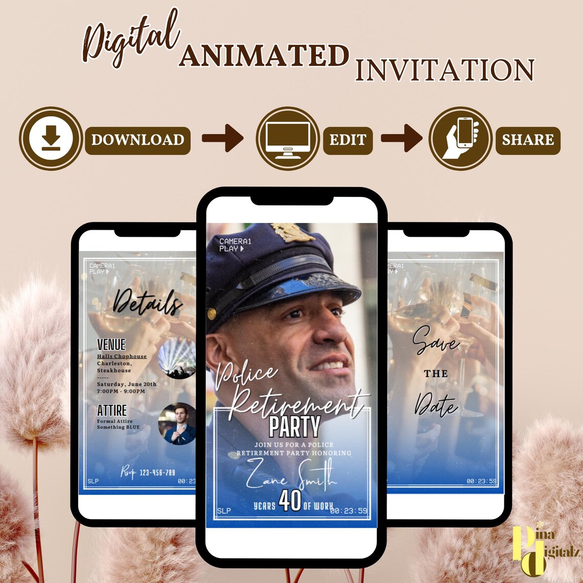 ANIMATED Modern Police Retirement Invitation Template Police Retirement ...