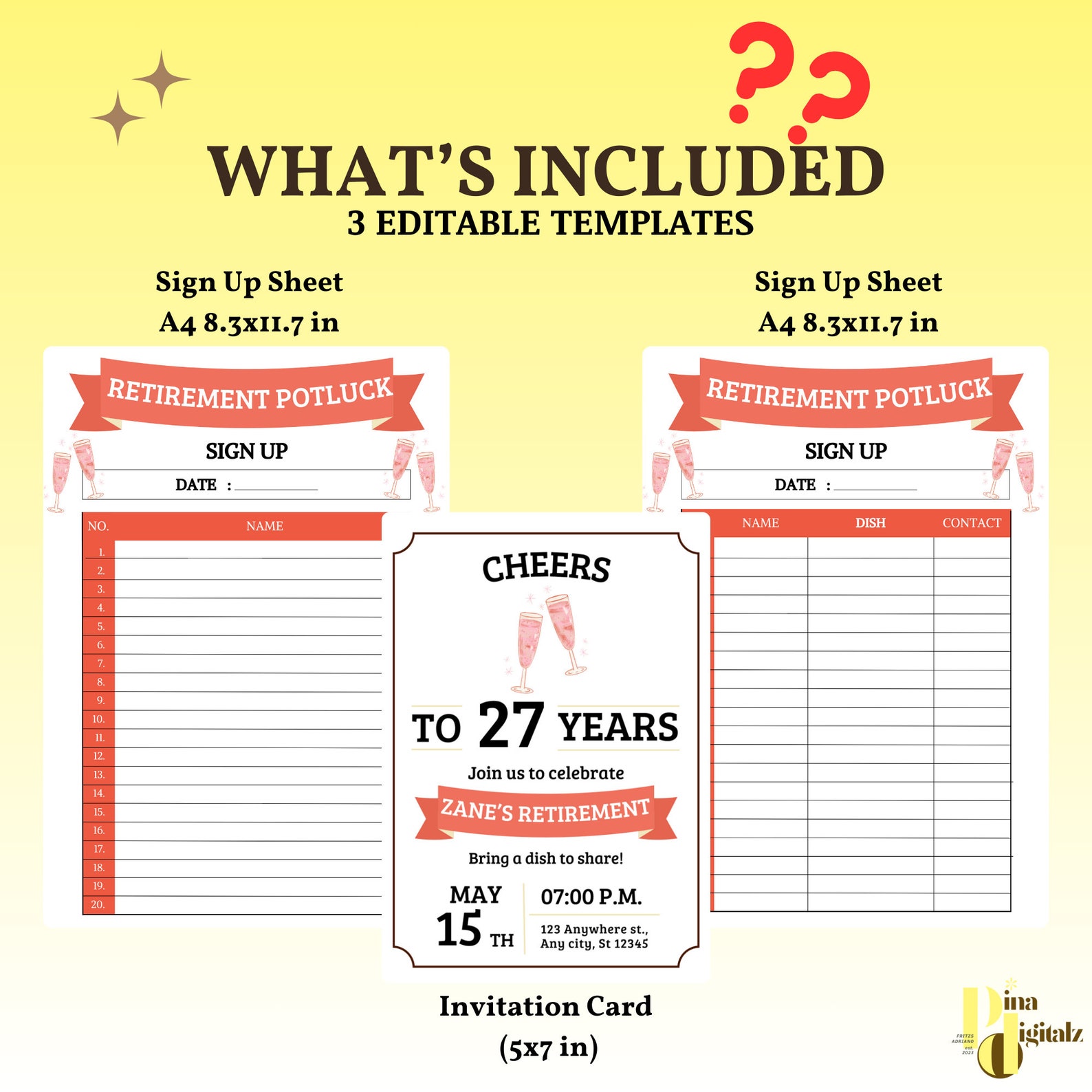 EDITABLE Retirement Invitation Party Potluck Retirement Invite Potluck ...