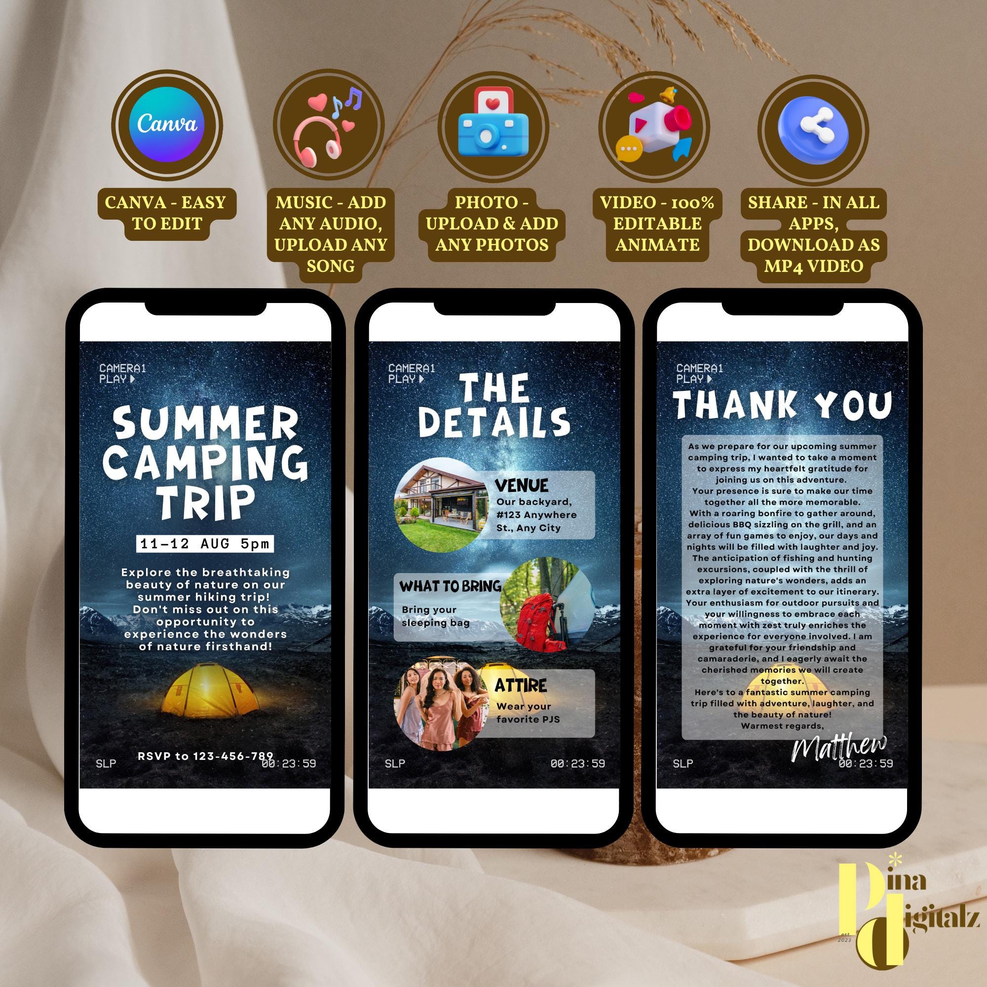 Camping Birthday Invitation Template Camping Party Invitation Camp Out ...