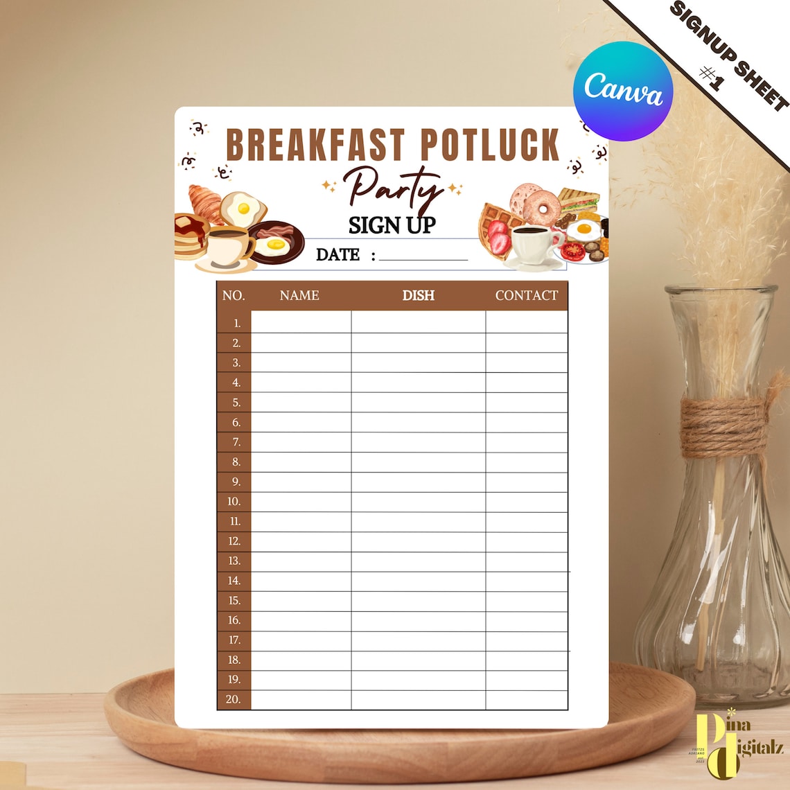 EDITABLE Breakfast Potluck Invitation Breakfast Potluck Invite Good ...