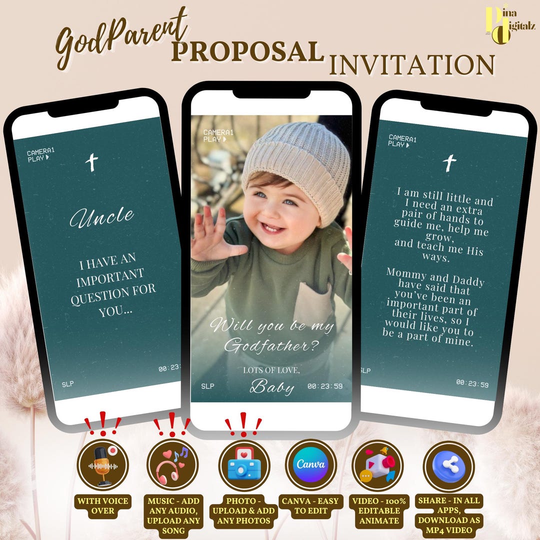 Will You Be My Godfather Proposal Invitation Video Godparent Proposal ...