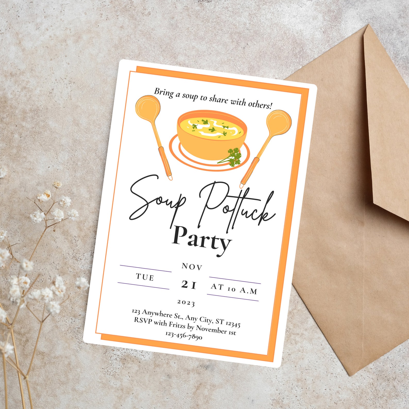 Soup Potluck Invite Potluck Invitation Potluck Invite Potluck ...