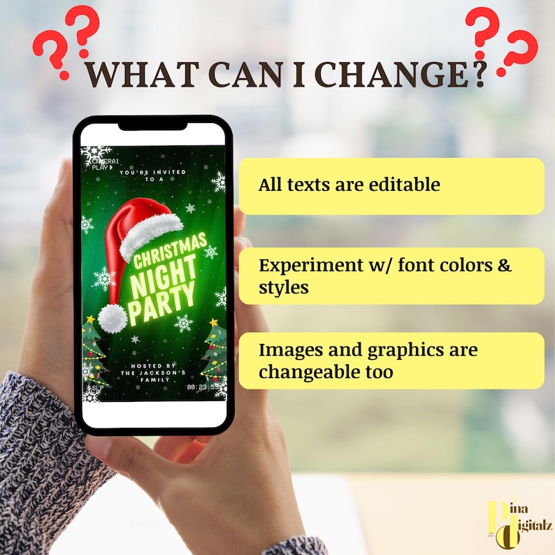 Digital Christmas Party Invitation, Animated Xmas Holiday DIY Invite ...