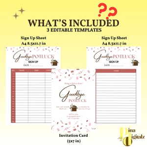 EDITABLE Goodbye Potluck Invitation Going Away Party Potluck Invite ...