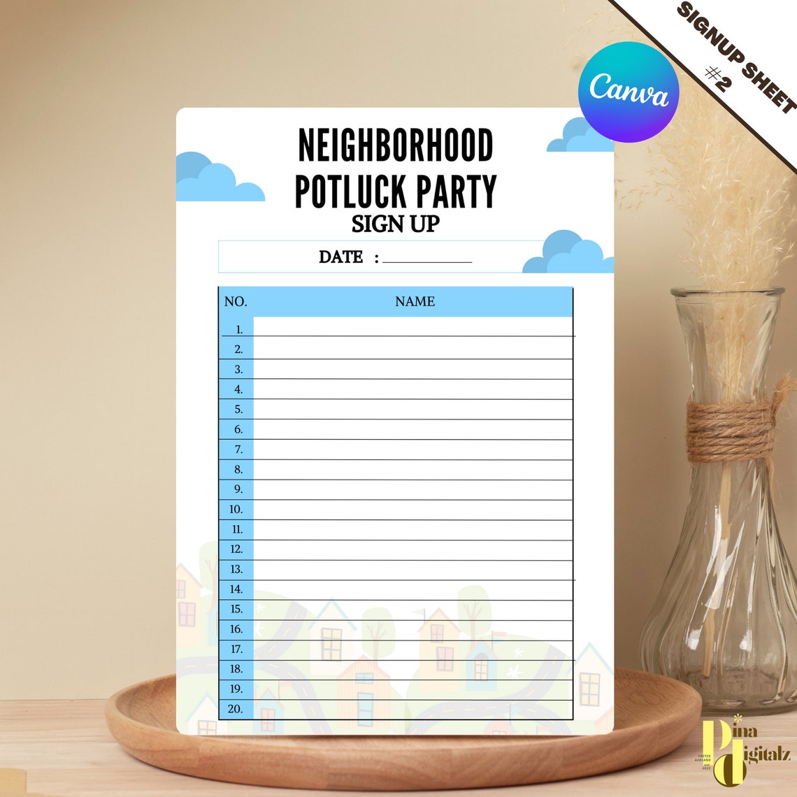 EDITABLE Neighborhood Party Potluck Invitation Neighborhood Potluck ...