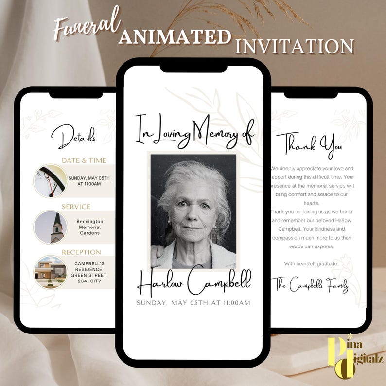 Celebration of Life Phone Invitation With Photo Memorial Evite Editable ...
