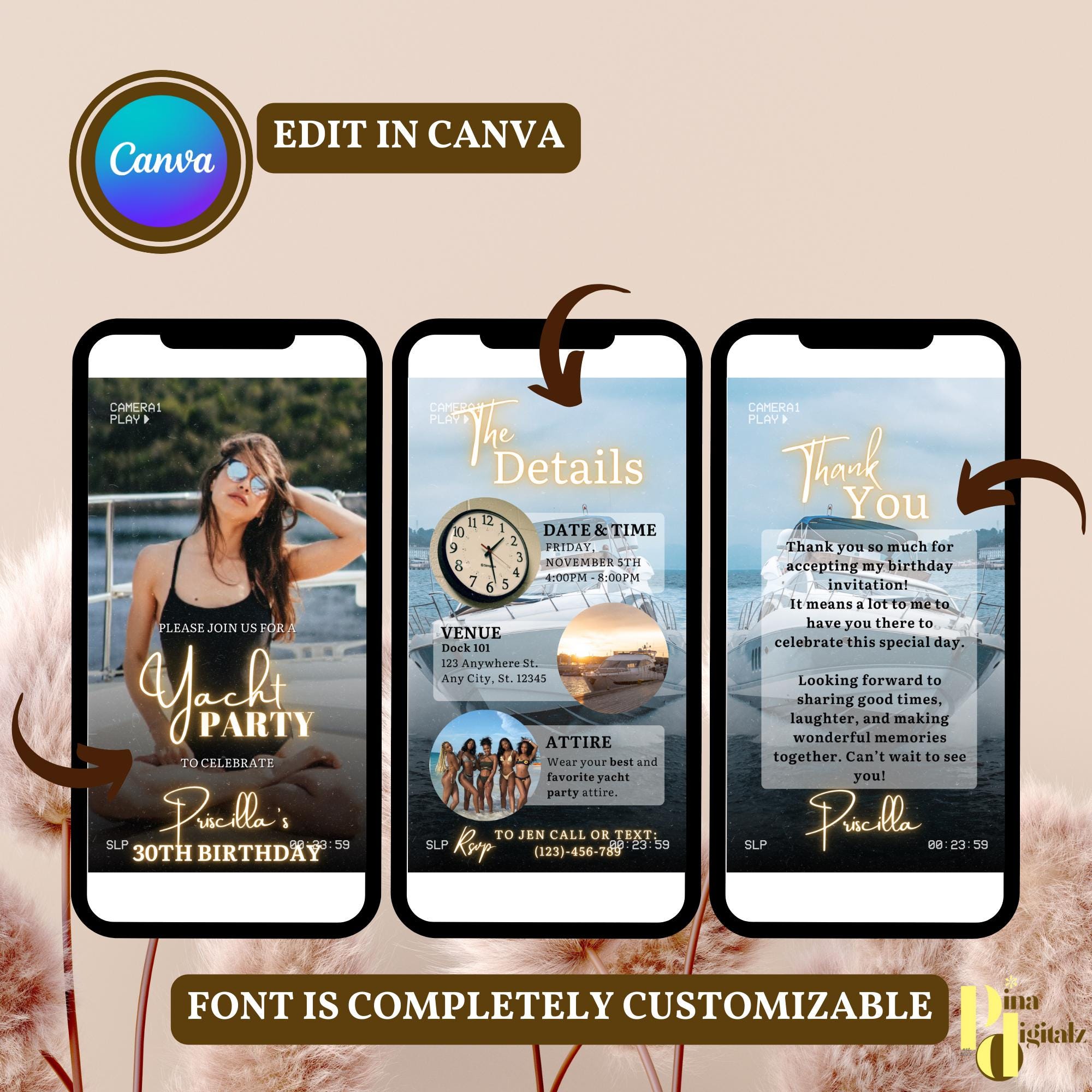 Yacht Party Invitation, Boat Party Invitation, Cruise Itinerary, Yacht ...