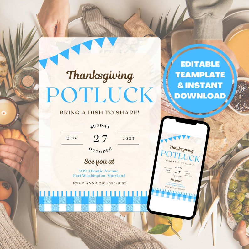 Thanksgiving Potluck I Friendsgiving Potluck Invite I Potluck - Etsy