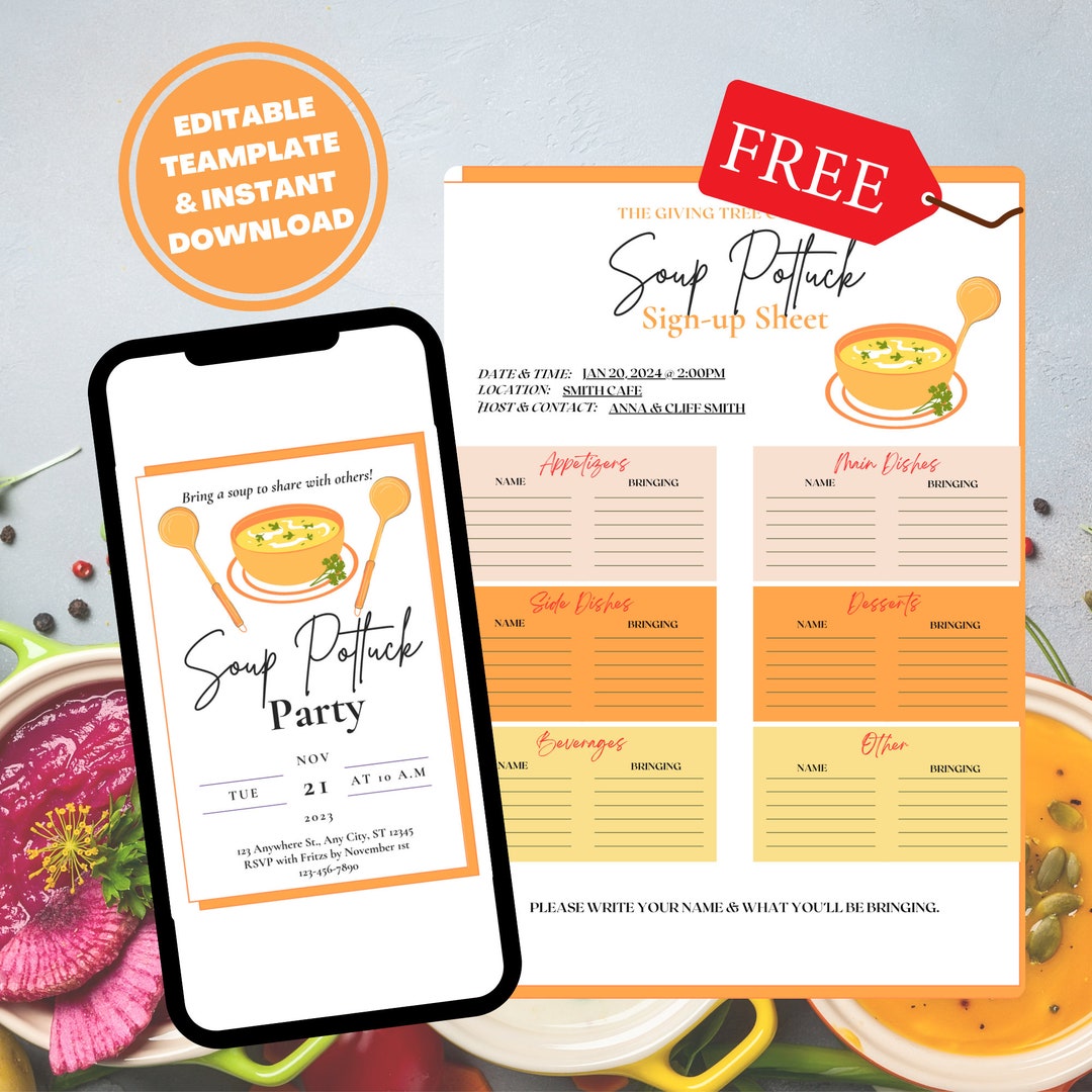 Soup Potluck Invite Potluck Invitation Potluck Invite Potluck ...