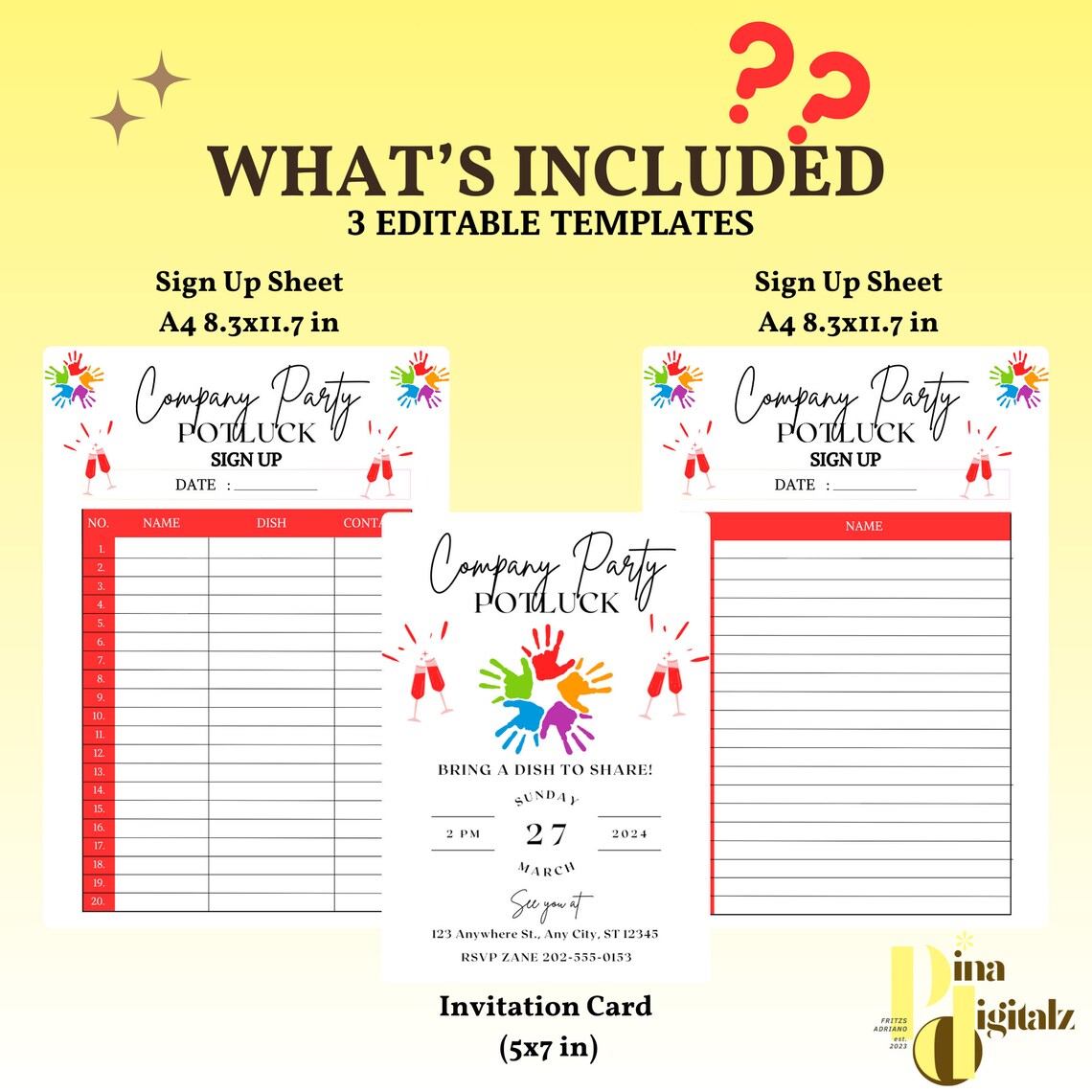 EDITABLE Company Potluck Invitation Company Potluck Invite Potluck Sign ...