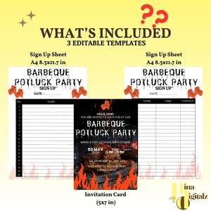 EDITABLE Summer BBQ Potluck Invitation Backyard BBQ Invitation Template ...
