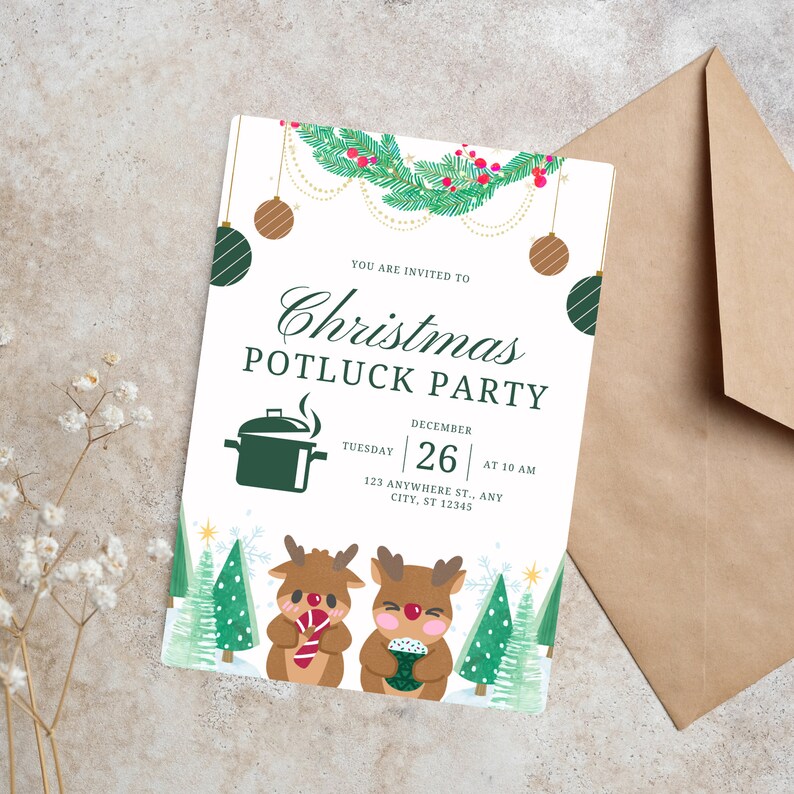 Christmas Potluck I Thanksgiving Potluck Invite I Potluck Invitation I ...