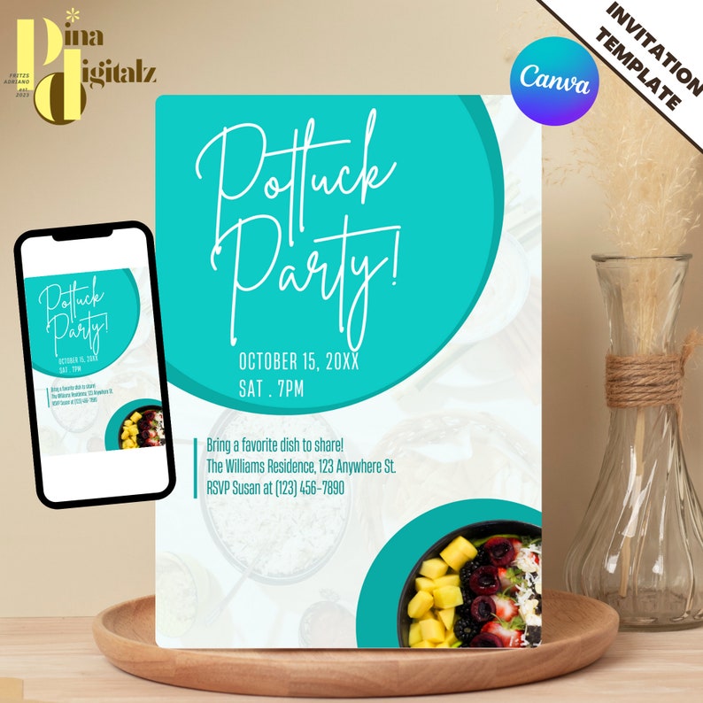 EDITABLE Potluck Party Thanksgiving Potluck Invite Friendsgiving ...