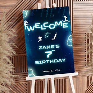 Jump Party Birthday Welcome Sign Trampoline Park Birthday Welcome Sign ...