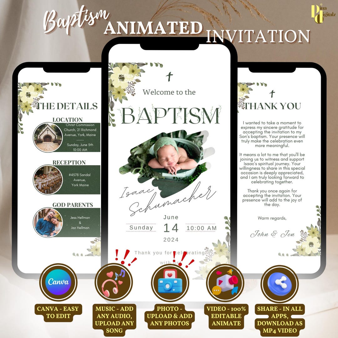 Baptism Invitation Template Christening Invite Printable Baptism Invite ...