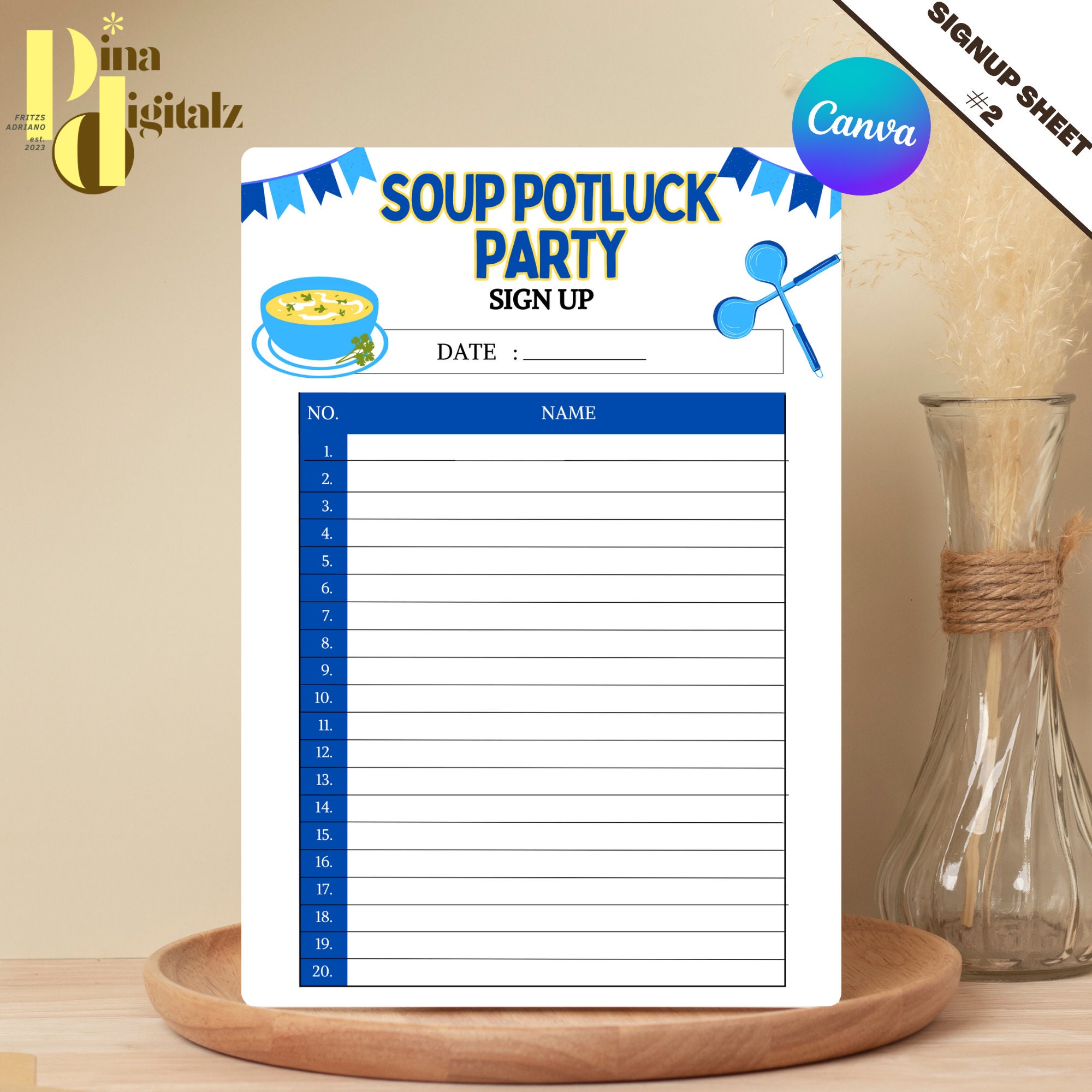 EDITABLE Soup Potluck Invite Soup Potluck Invitation Soup Party Potluck ...
