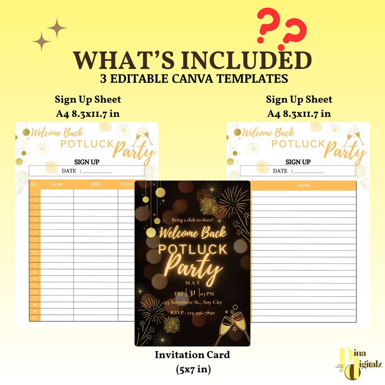 EDITABLE Welcome Back Potluck Party Invitation Welcome Party Potluck ...