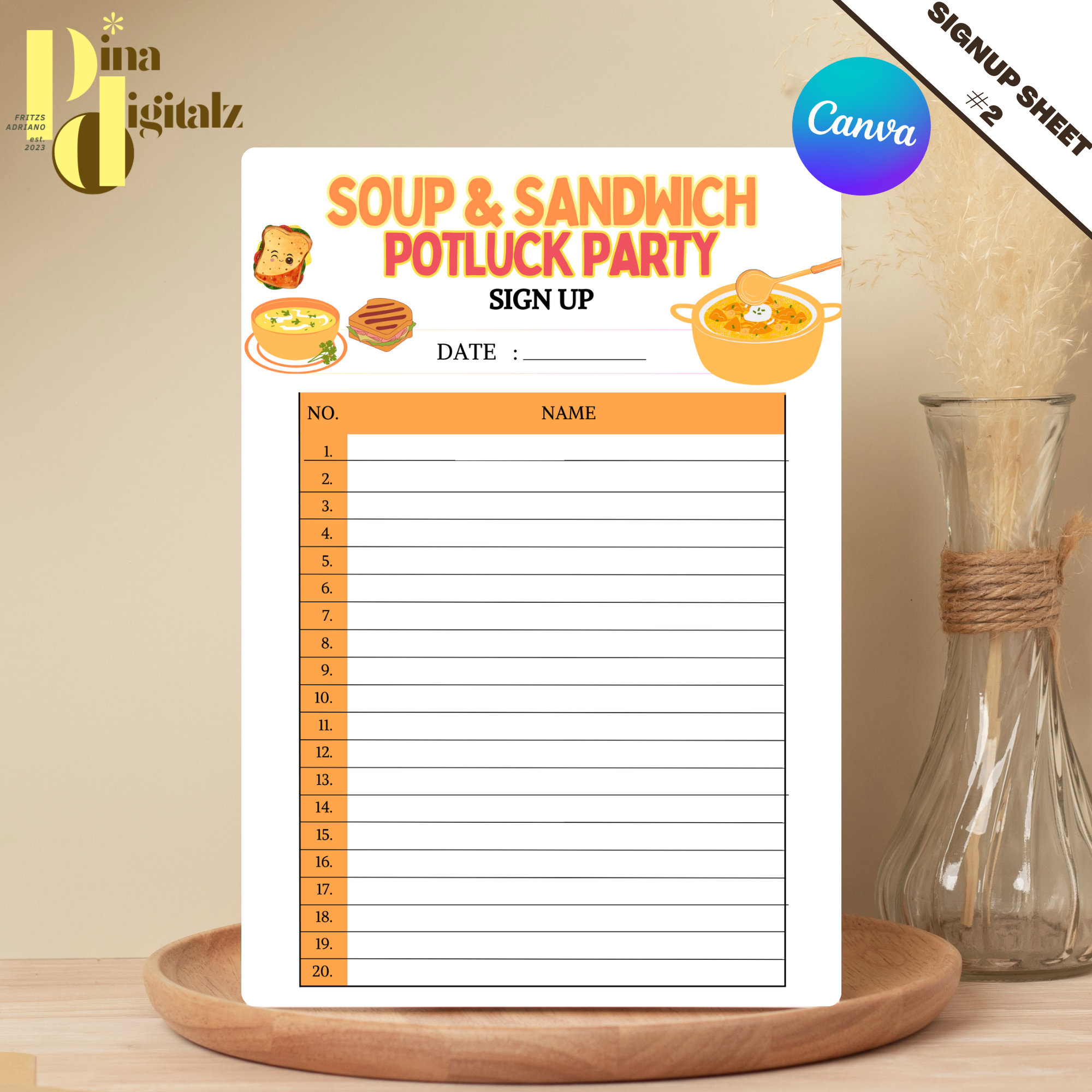 EDITABLE Soup and Sandwich Potluck Invitation Soup and Sandwich Potluck ...