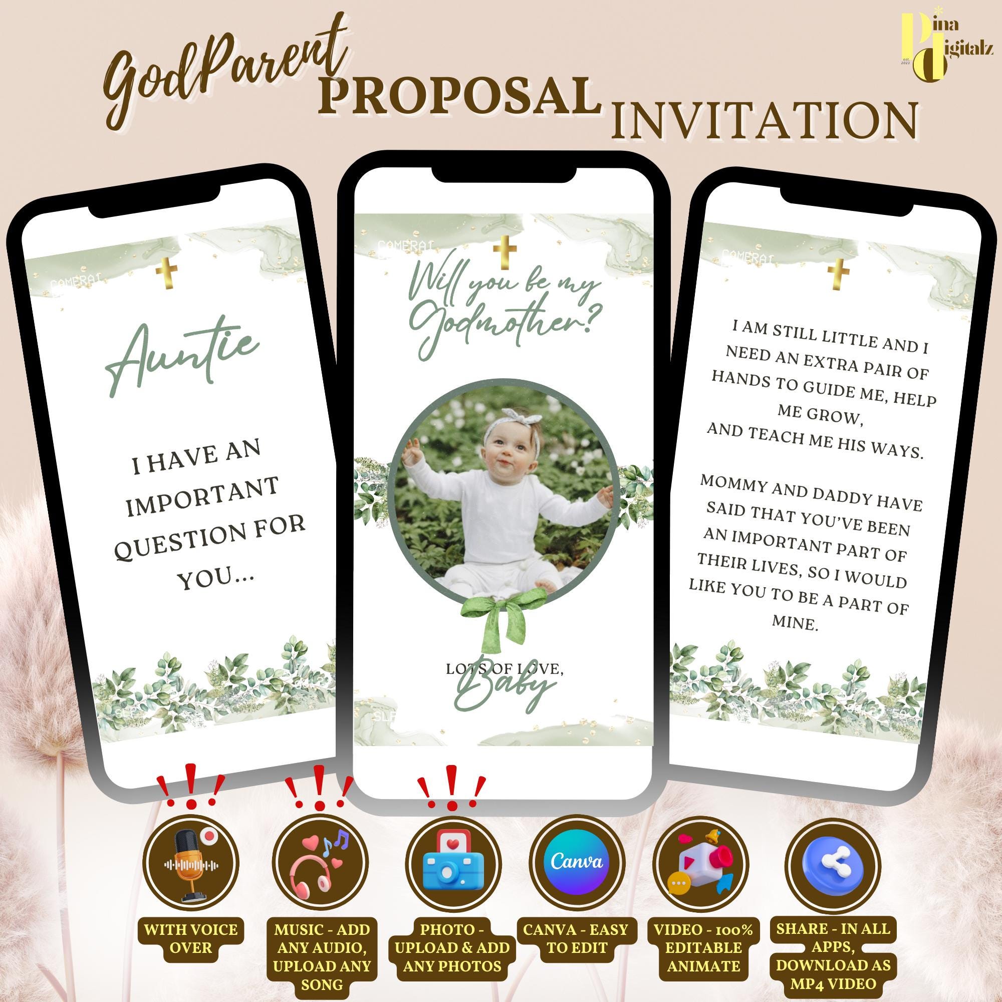 Will You Be My Godparents Proposal Godparent Proposal Digital Card ...