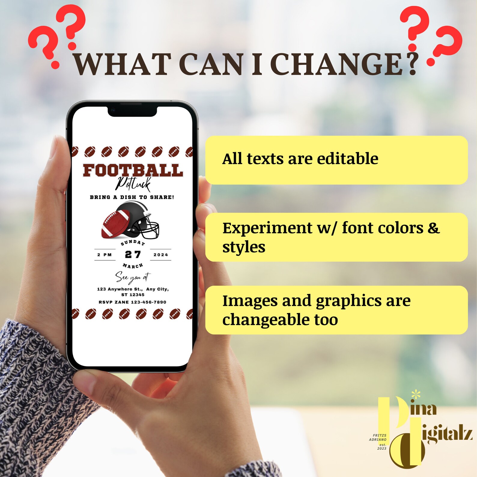 EDITABLE Football Potluck Invitation Football Potluck Invite Potluck ...