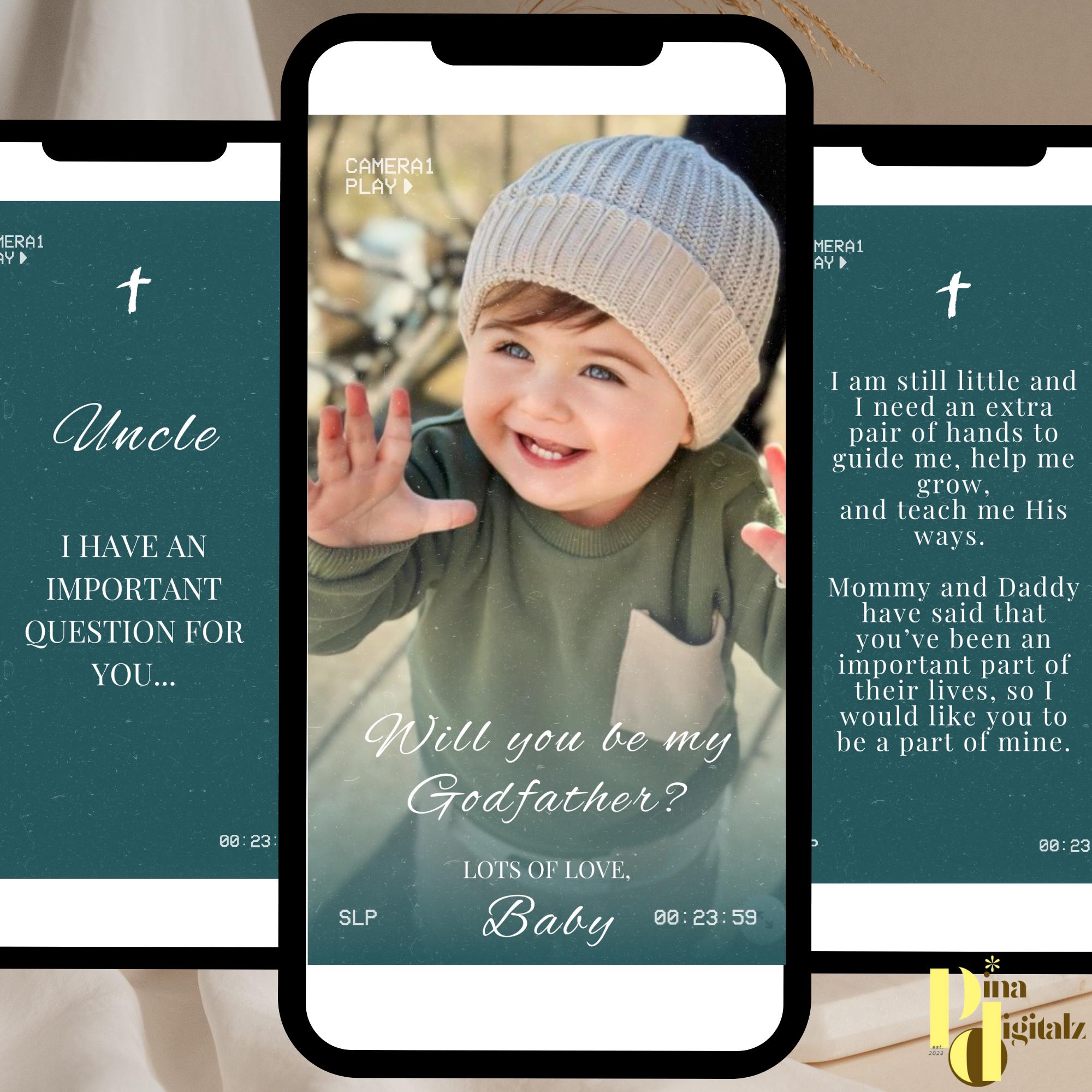 Will You Be My Godfather Proposal Invitation Video Godparent Proposal ...