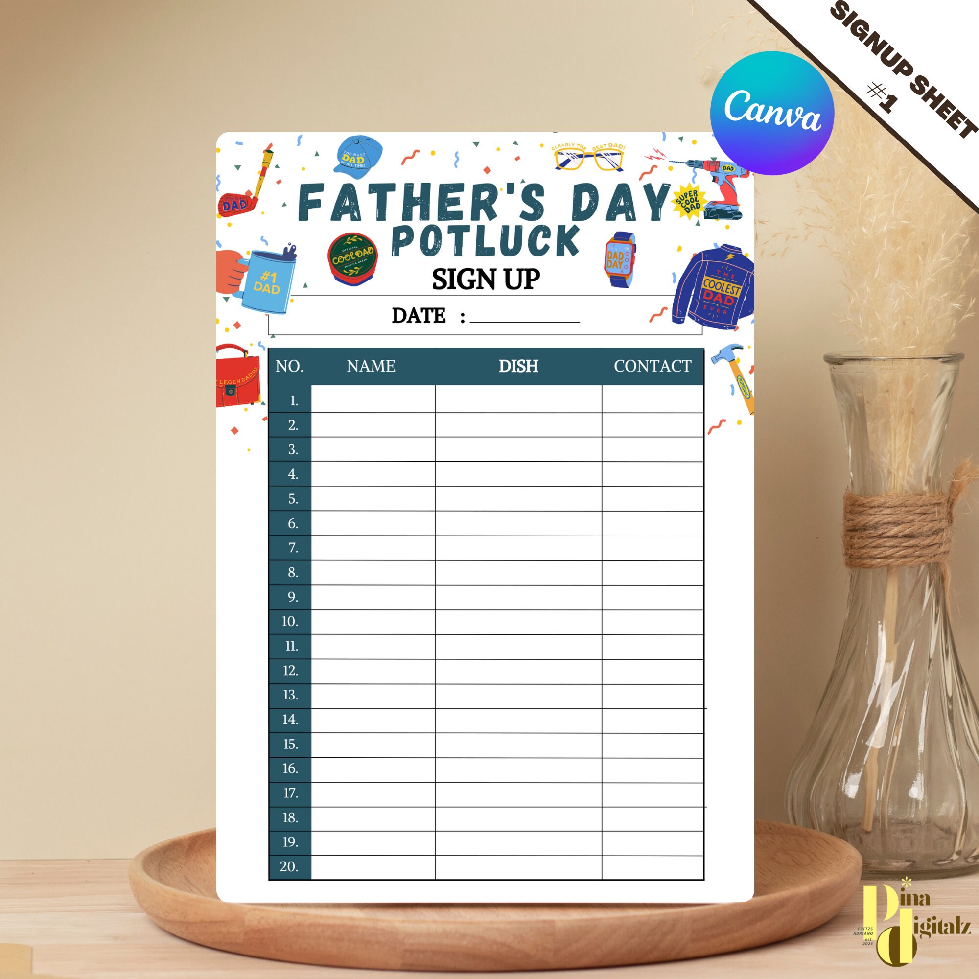 EDITABLE Fathers Day Potluck Invitation Father's Day Potluck Invite ...