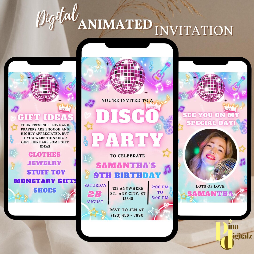 Editable Disco Party Birthday Invitation, Tie Dye Disco Gender Neutral ...