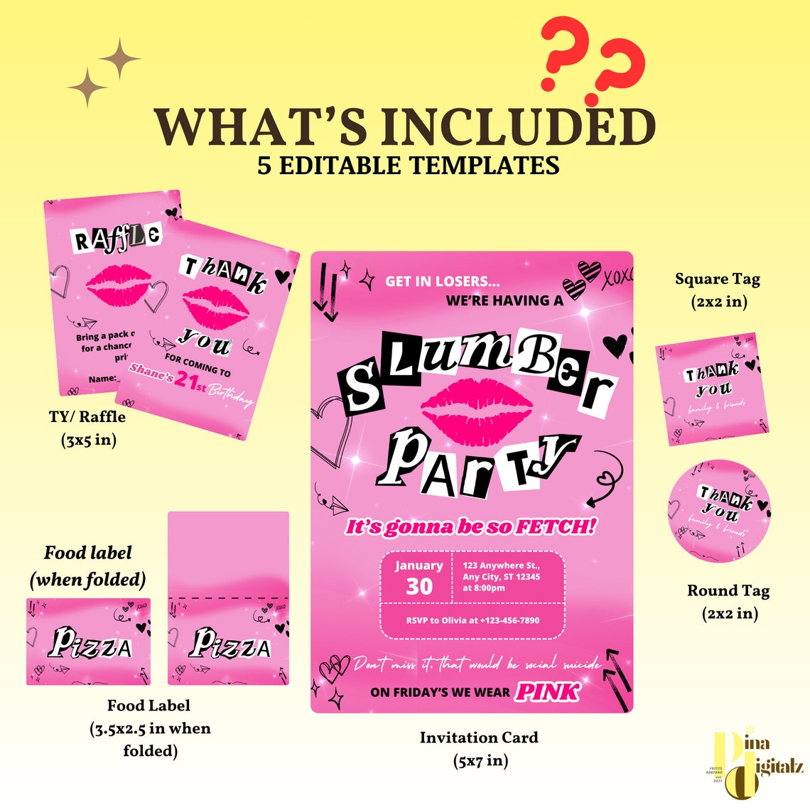 Mean Girls Inspired Digital Invitation Instant Download Sleepover Girl ...