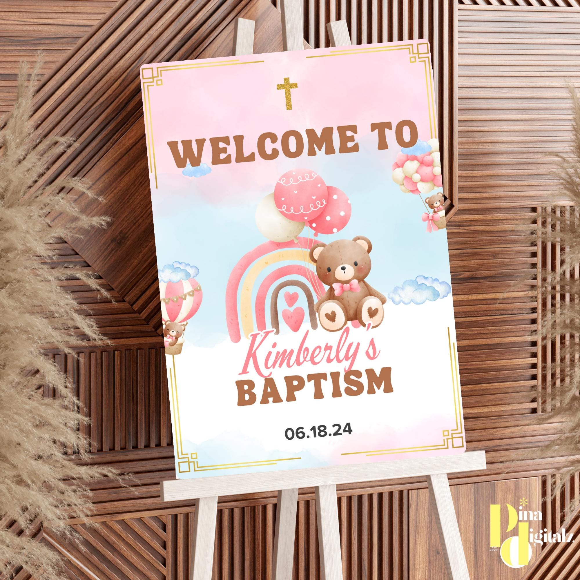 Digital Christening Welcome Sign Baby Girl Baptism Editable Baptism ...
