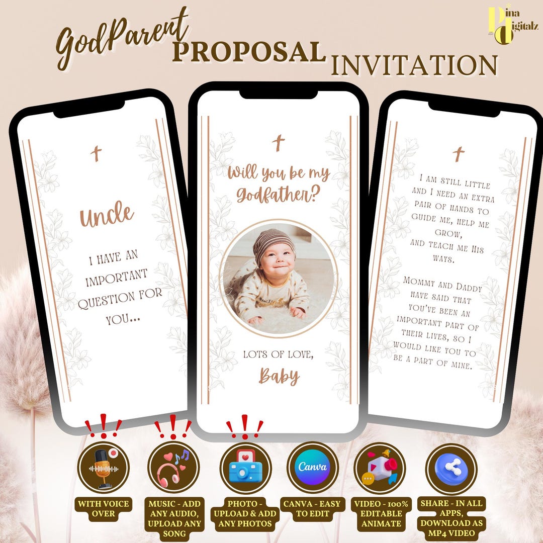 Classic Minimalist Modern Will You Be My Godparents Proposal Card ...