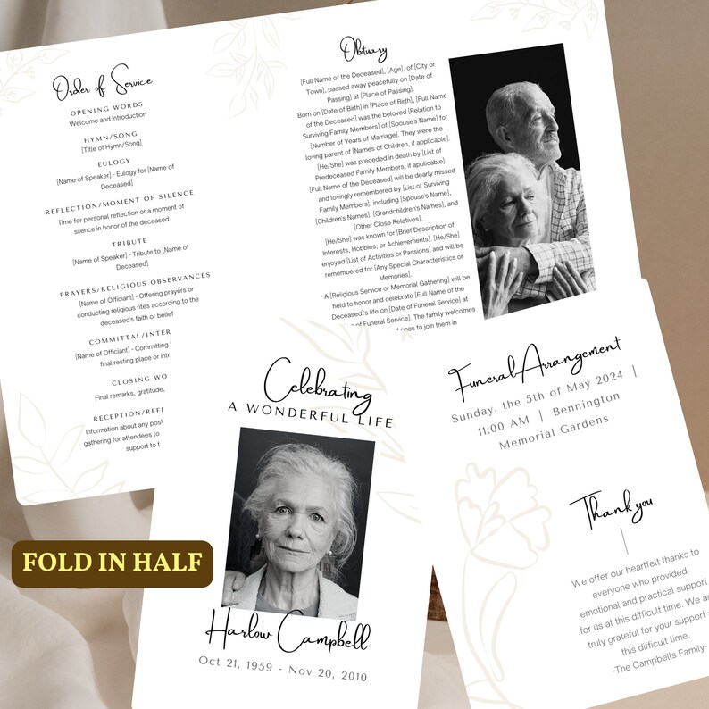Funeral Program Template Funeral Memorial Program Printable Order of ...