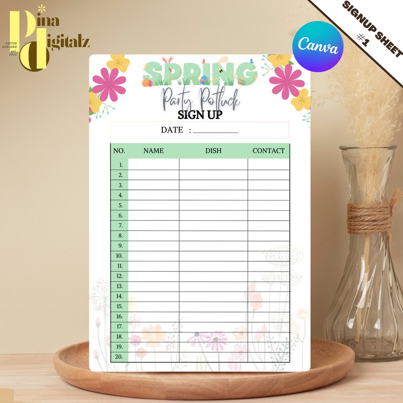 EDITABLE Spring Invitation Template Spring Invitation Digital Potluck ...