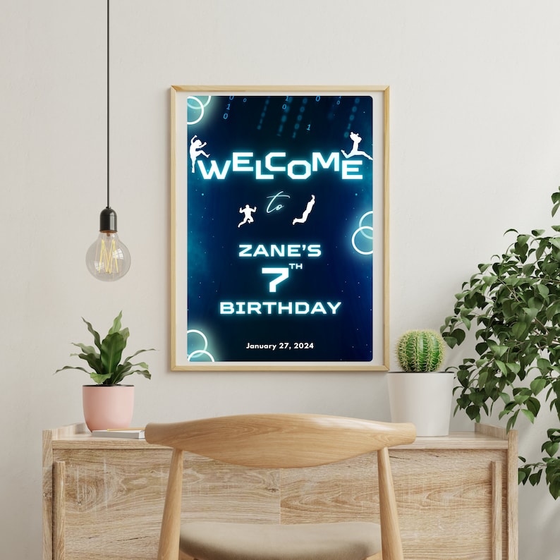 Jump Party Birthday Welcome Sign Trampoline Park Birthday Welcome Sign ...