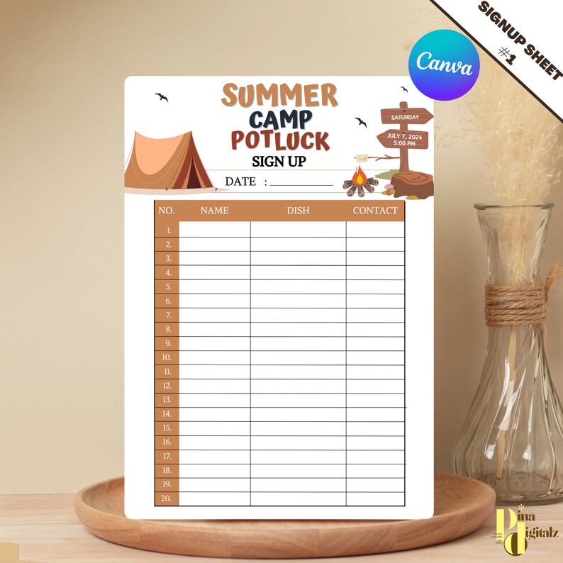 EDITABLE Camping Potluck Invitation Template Camping Potluck Invite ...