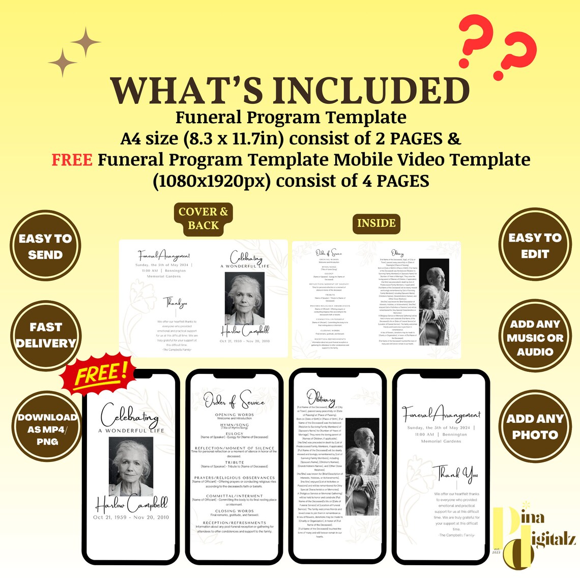 Funeral Program Template Funeral Memorial Program Printable Order of ...