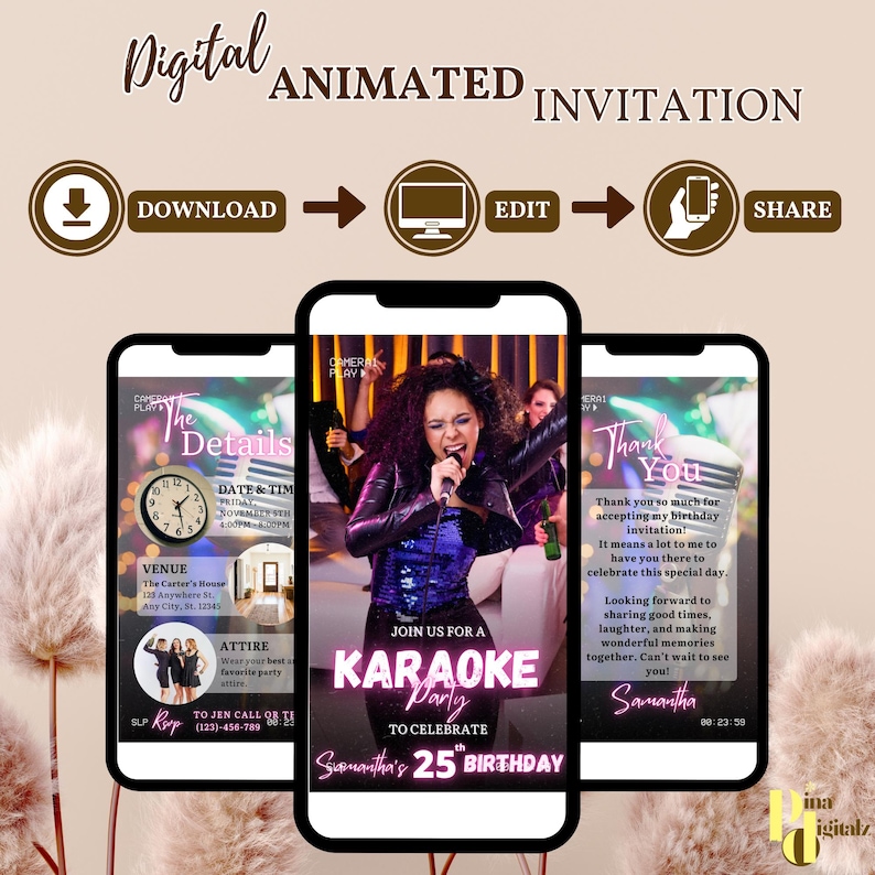 Karaoke Party Invitation, Karaoke Night Animated Invitation, Editable ...