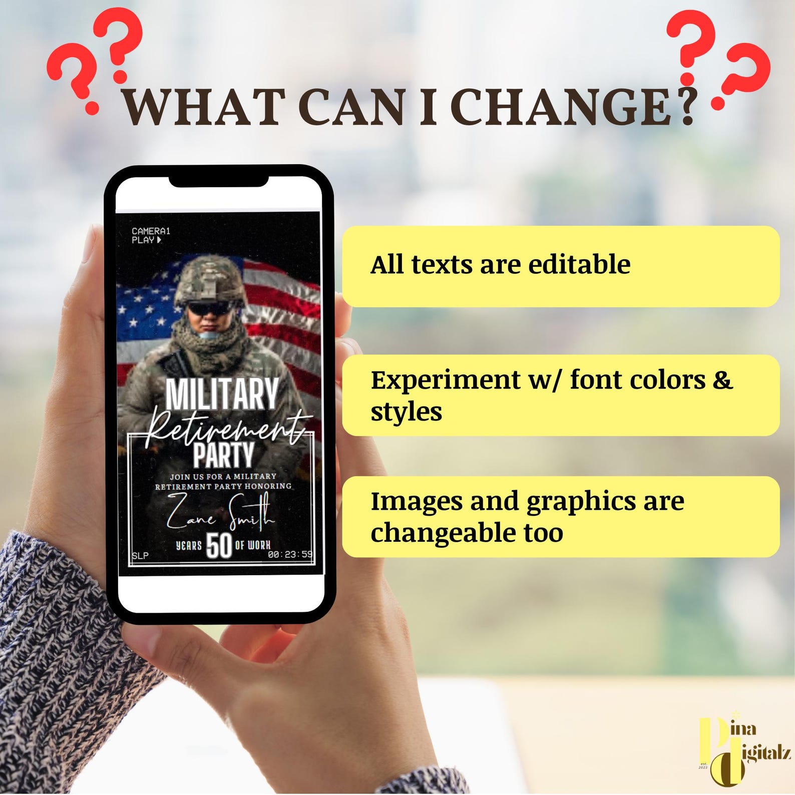 ANIMATED Modern Military Retirement Invitation Military Party ...